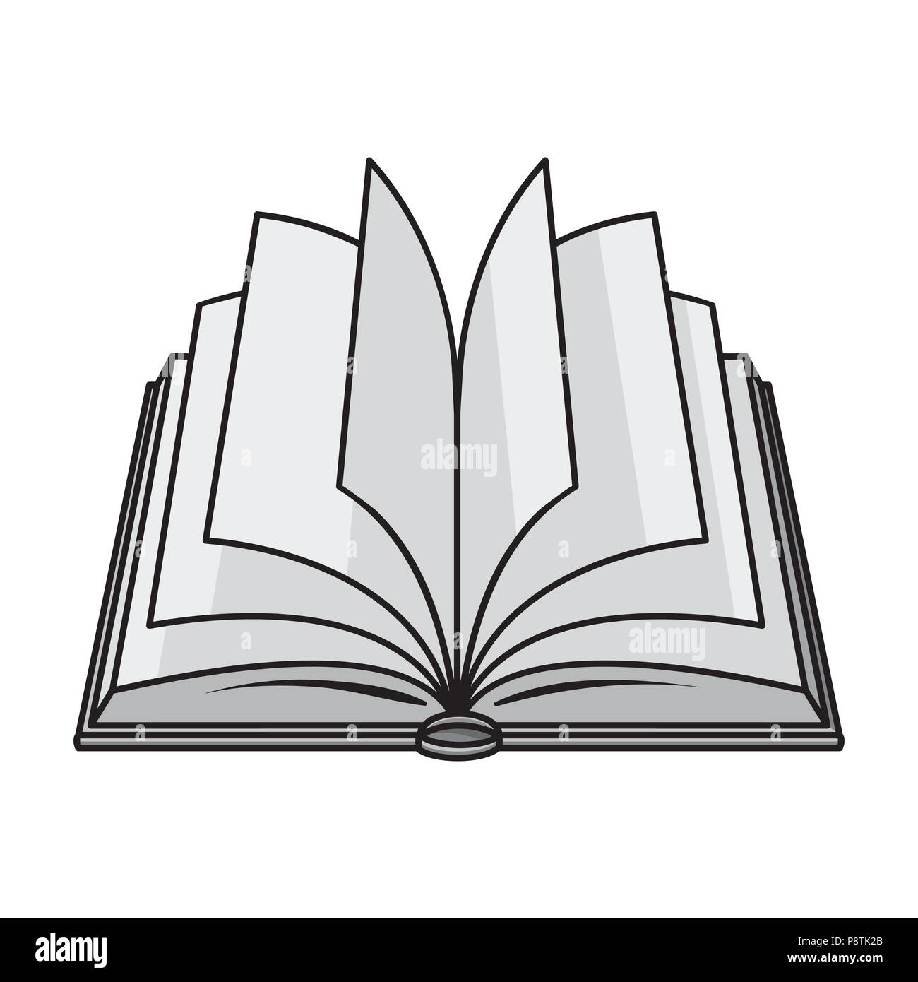 Geöffnete buch Symbol in Schwarzweiß-Design auf weißem Hintergrund ...