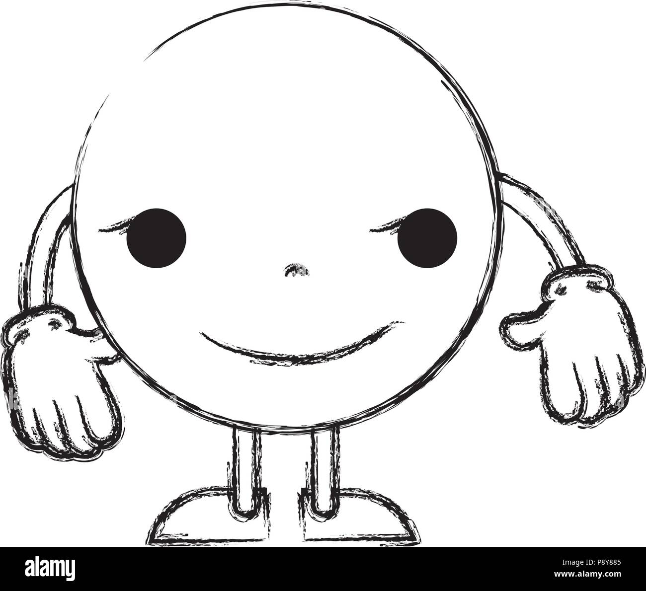 Grunge rogue Emoji-zeichen mit Armen und Beinen Vector Illustration ...