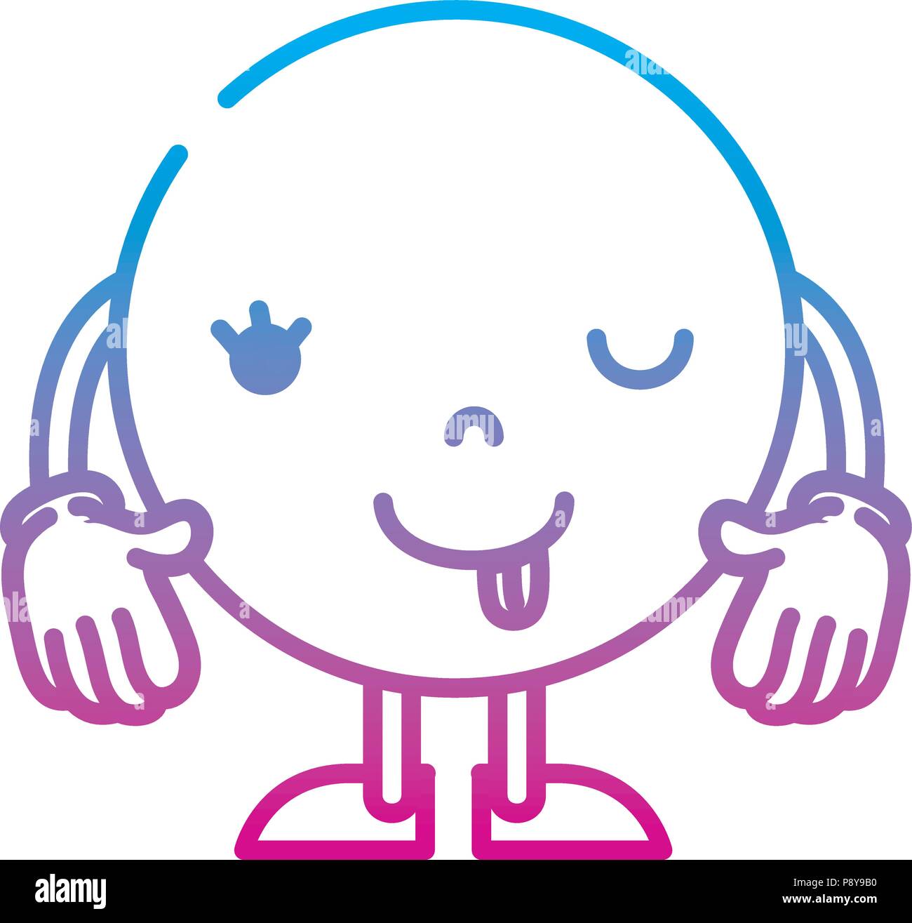 Degraded Linie dumm Emoji-zeichen mit Armen und Beinen Vector ...