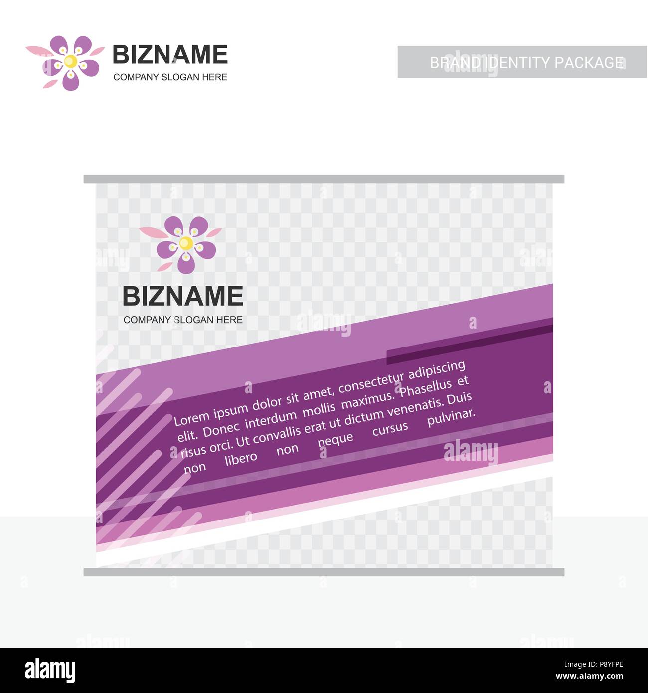 Firma Ads Banner Design mit Firmenlogo Vektor. Für web design und ...