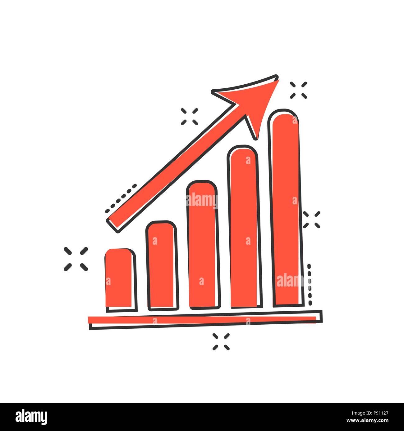 Vektor cartoon Business graph Icon im Comic-stil. Diagramm zeichen ...