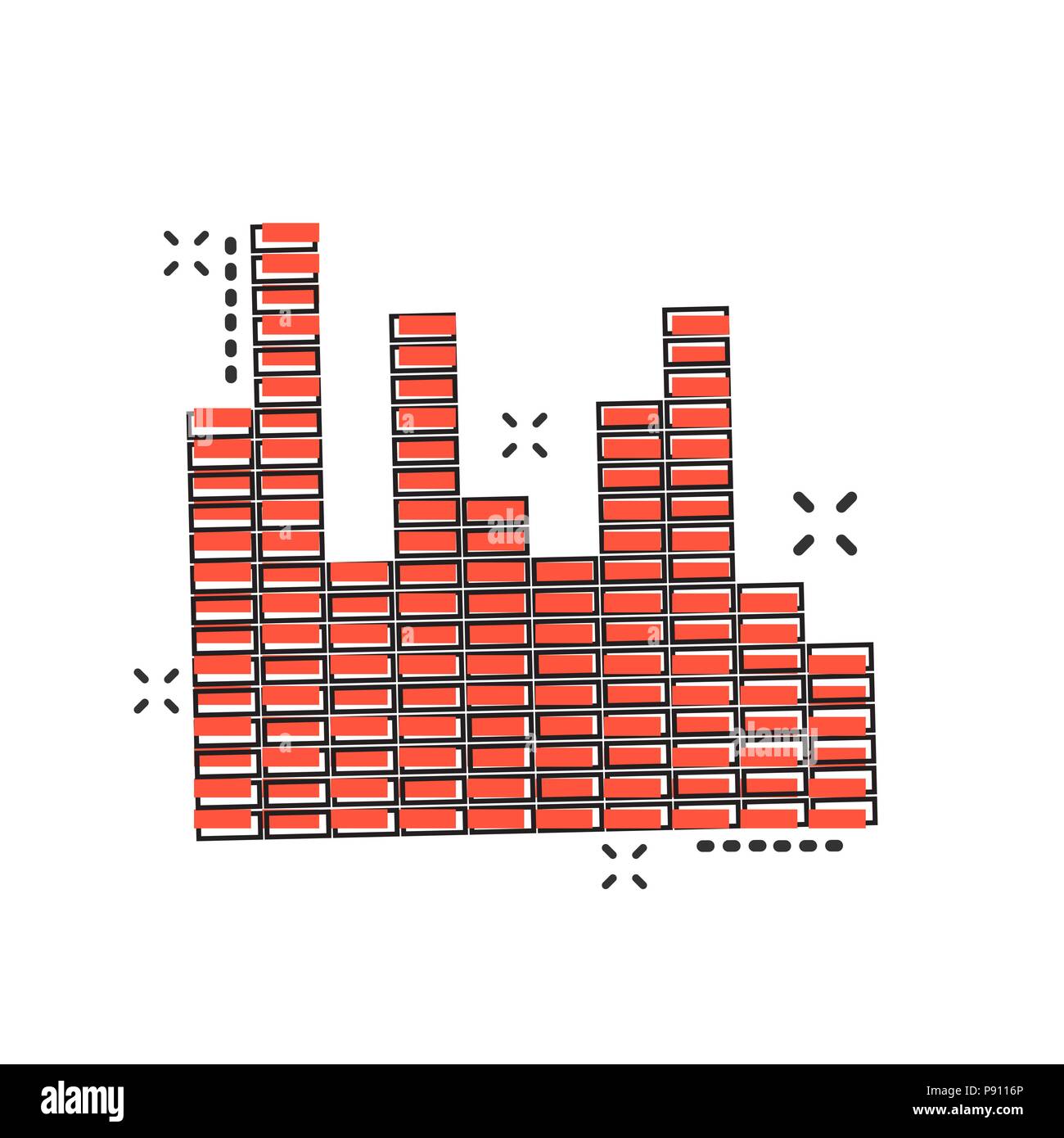 Vektor cartoon Wellenformen Symbol im Comic-stil. Musikalische Impuls ...