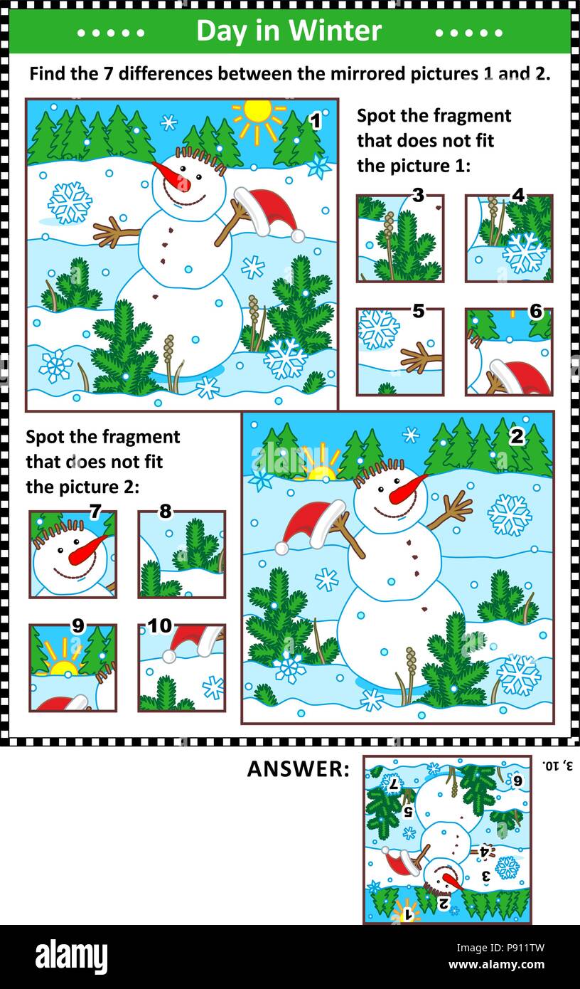 Silvester oder Weihnachten visuelle Rätsel mit fröhlichen Schneemann ... Silvester oder Weihnachten visuelle Rätsel mit fröhlichen Schneemann ...