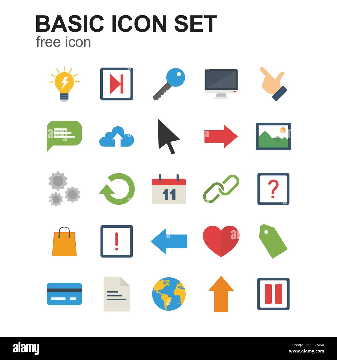 Grundlegende Symbole gesetzt. Für web design und Application Interface ...