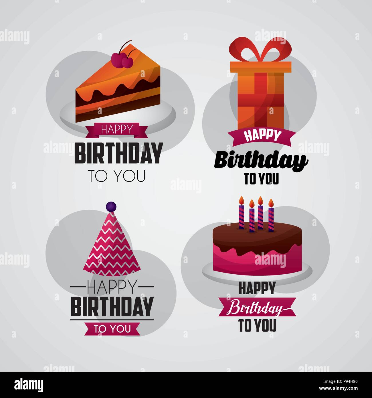 Happy Birthday Card Schokolade Kuchen Kirsche ballons Vector ...