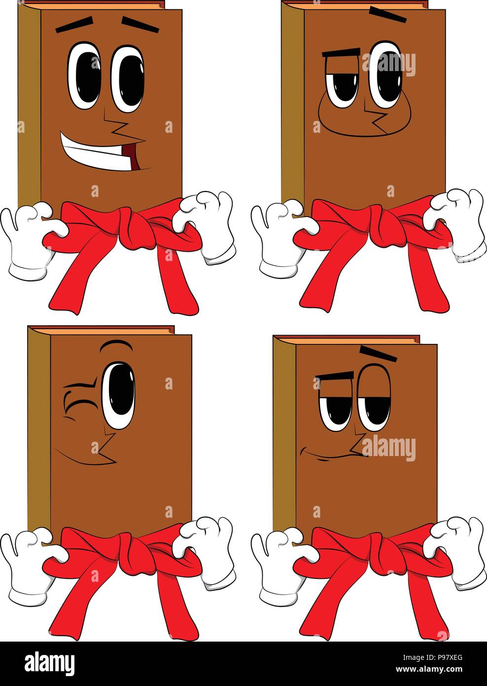 Bücher mit großen roten Krawatte. Comic Book Collection mit glücklichen ...