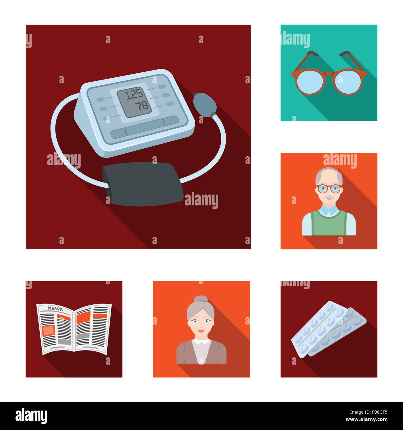 Menschliche alter Flachbild Symbole im Set Sammlung für Design. Rentner ...