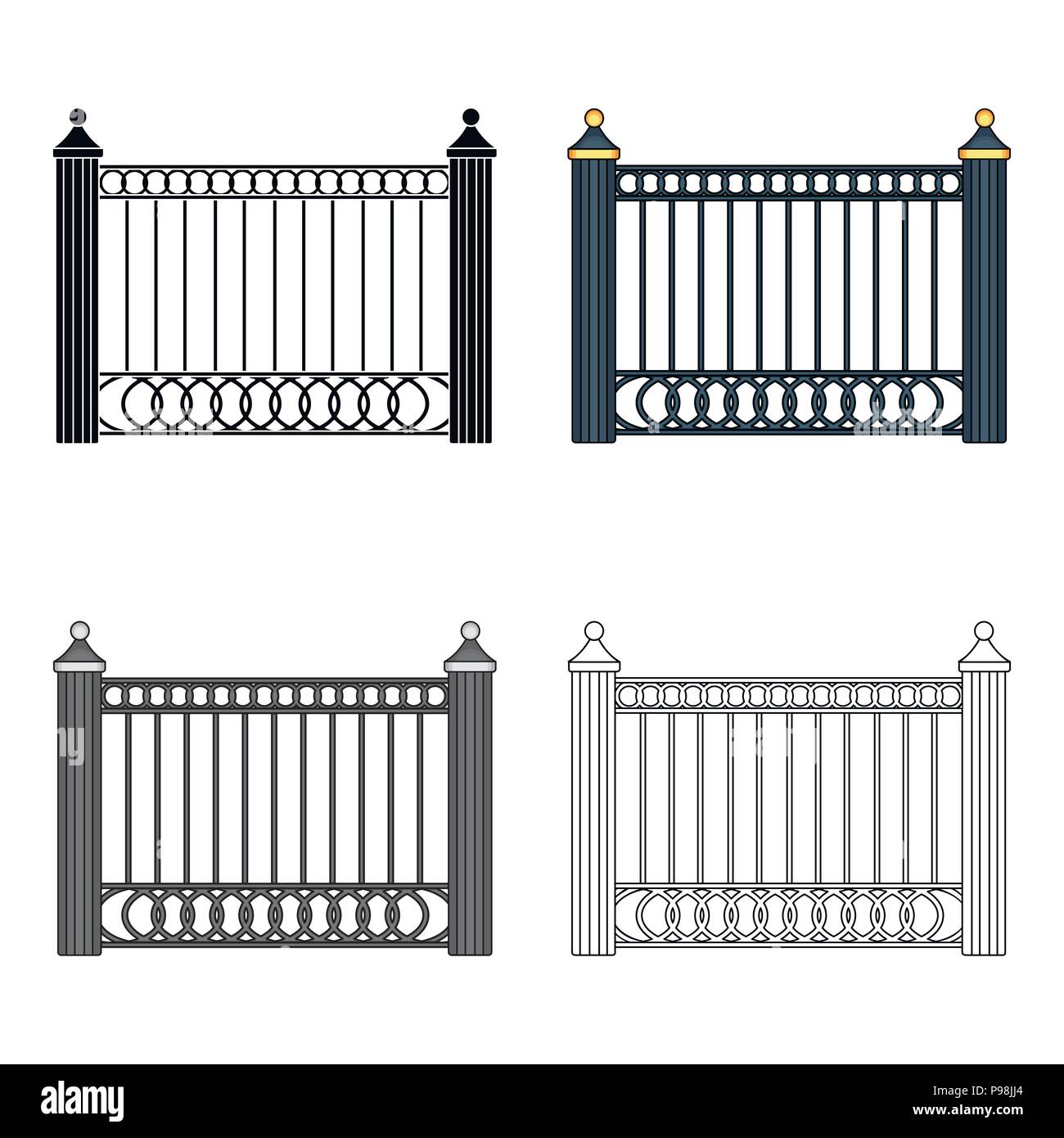 Ein Zaun aus Metall. Eine andere Zaun einzelnen Symbol im Comic-stil ...