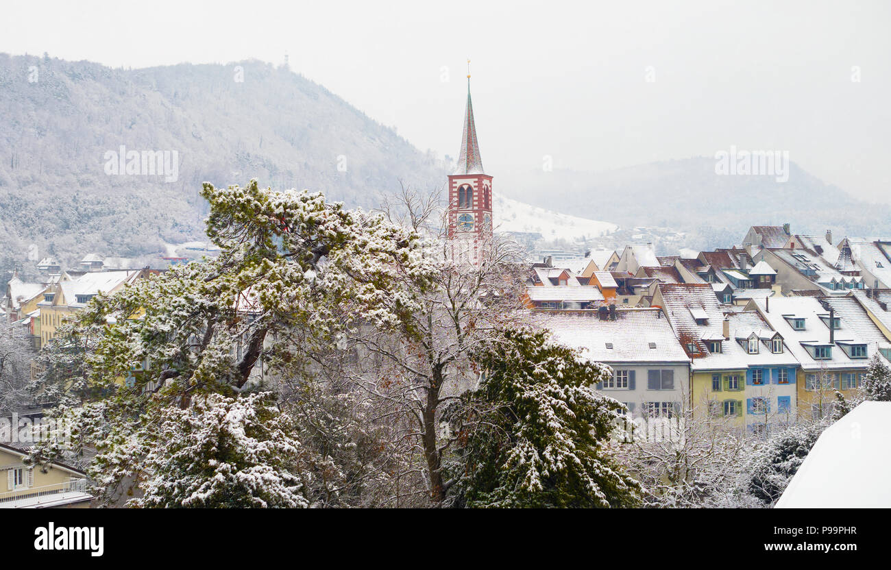 Basel Town City Winter Snow Stockfotos und -bilder Kaufen - Alamy