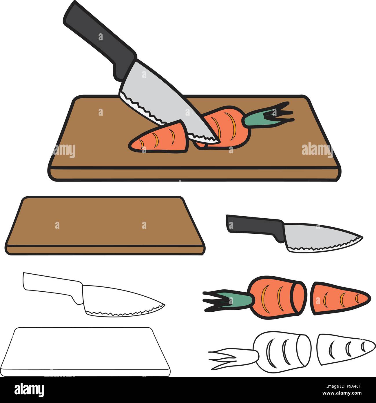 Cartoon Kitchen Knife Cutting Stockfotos und -bilder Kaufen - Alamy
