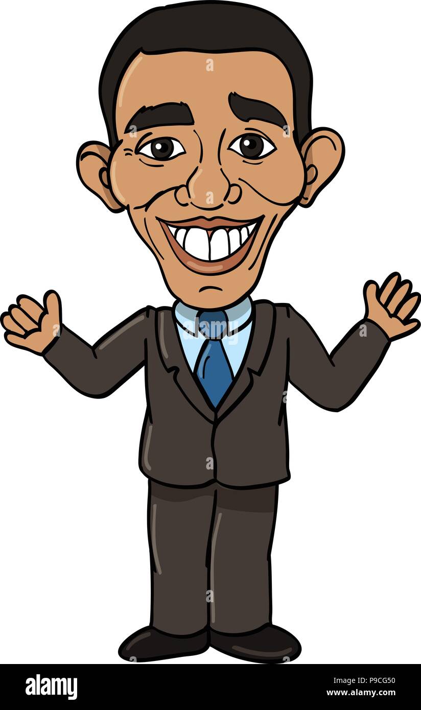 Cartoon Vector Illustration von Präsident Obama Barack Stock ...