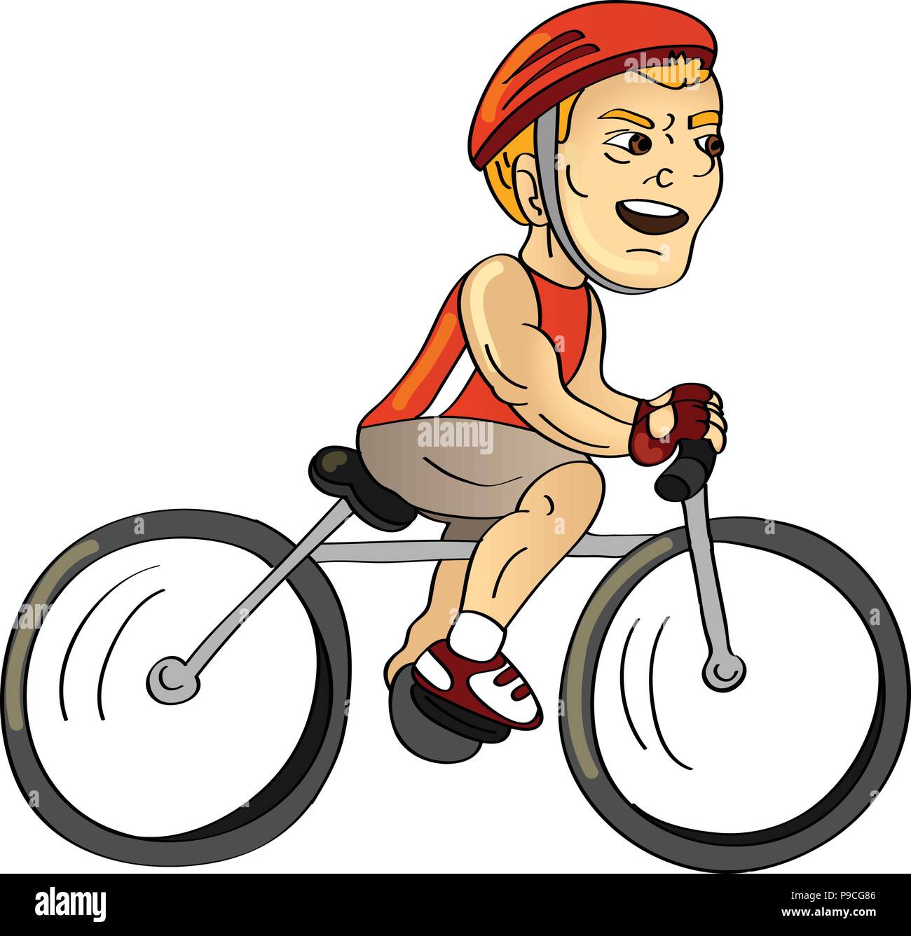 Cartoon Vector Illustration eines Fahrrad Fahrer Stock-Vektorgrafik - Alamy