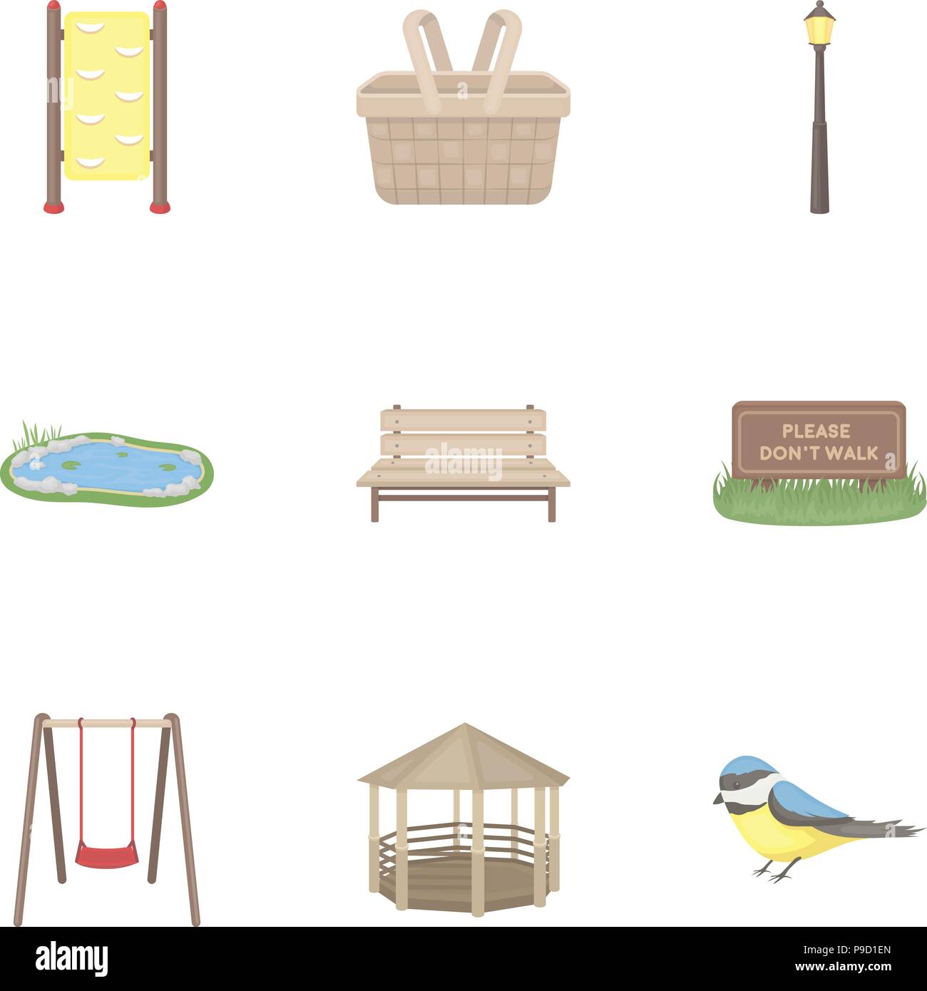 Park Symbole im Comic-stil. Große Sammlung von Park vektor Symbol ...