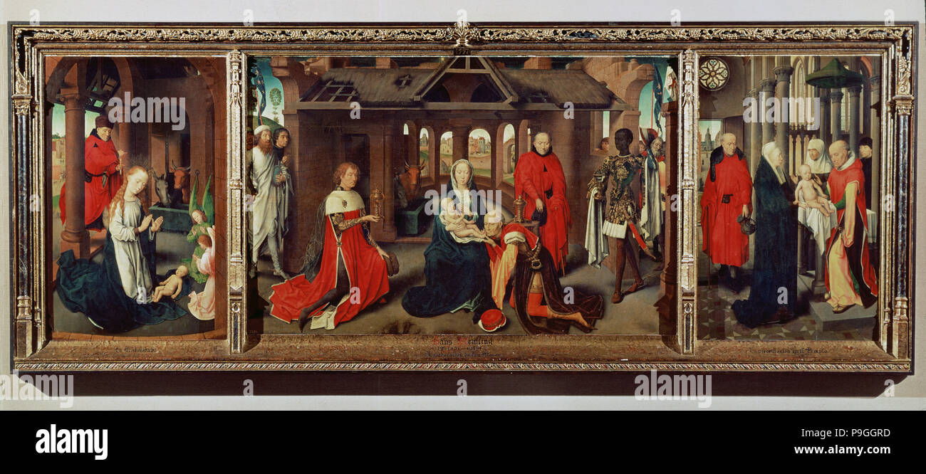 "Die Anbetung der Heiligen Drei Könige', Triptychon von Hans Memling, im Prado Museum erhalten ...