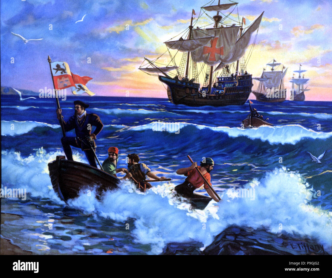 The landing of columbus at san salvador -Fotos und -Bildmaterial in ...
