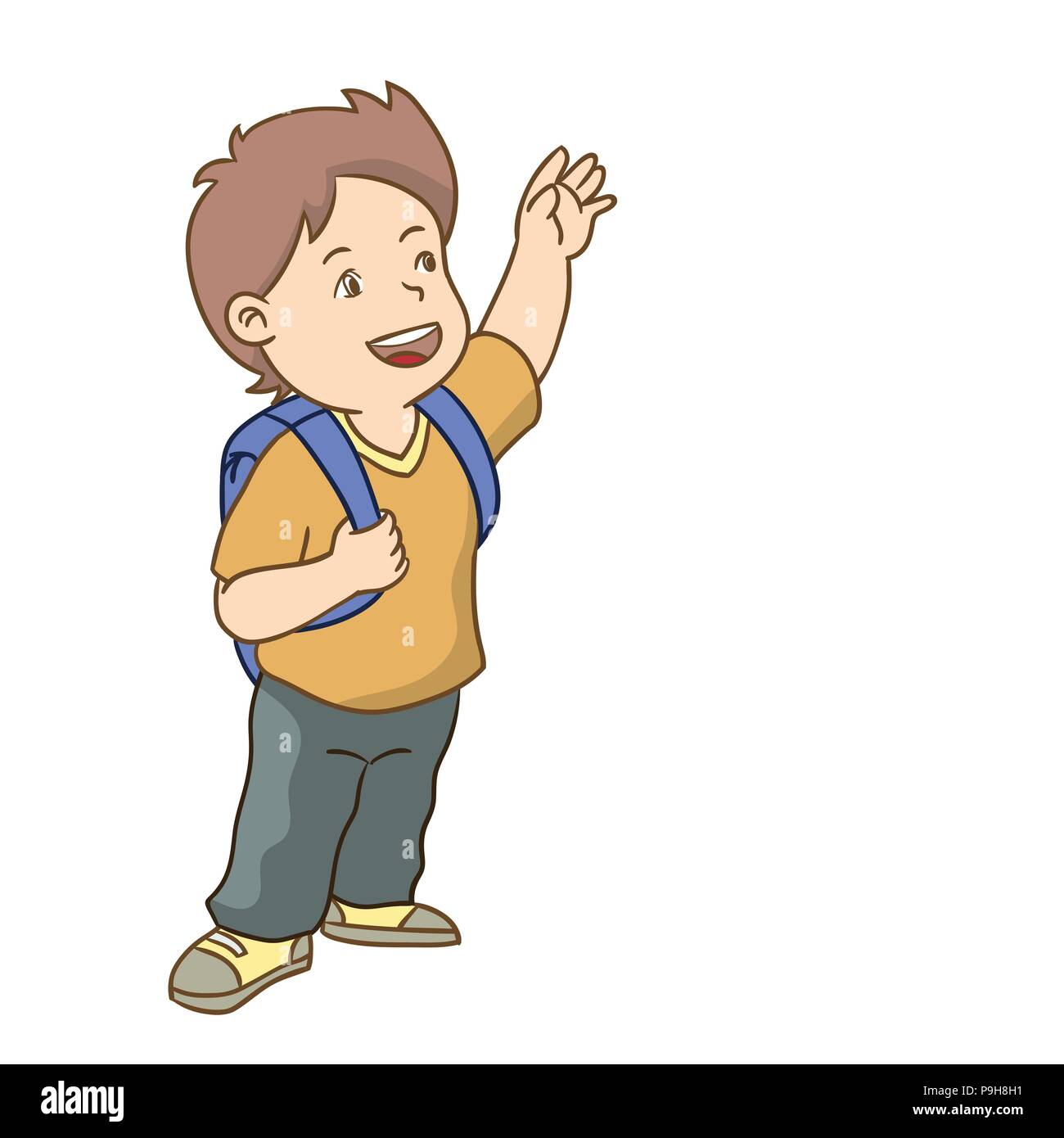 Junge Geht Zur Schule Clipart Ein Junge Der Mit Rucksack Und Büchern