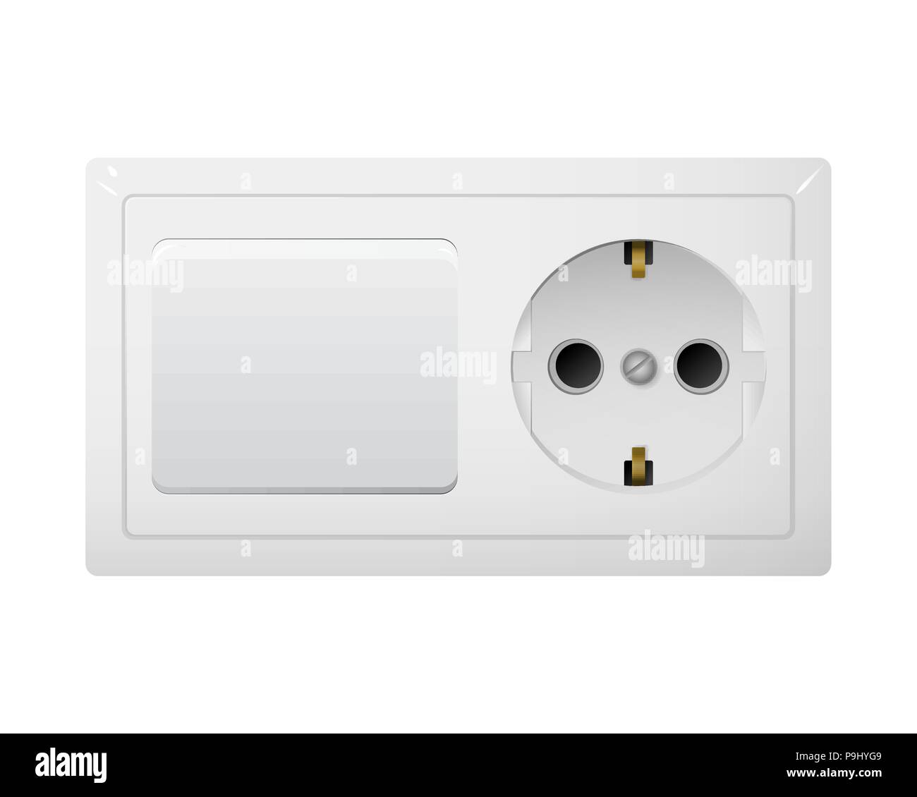 Elektrische Steckdose Typ F mit Schalter. Gefäß aus Europa Stock ...