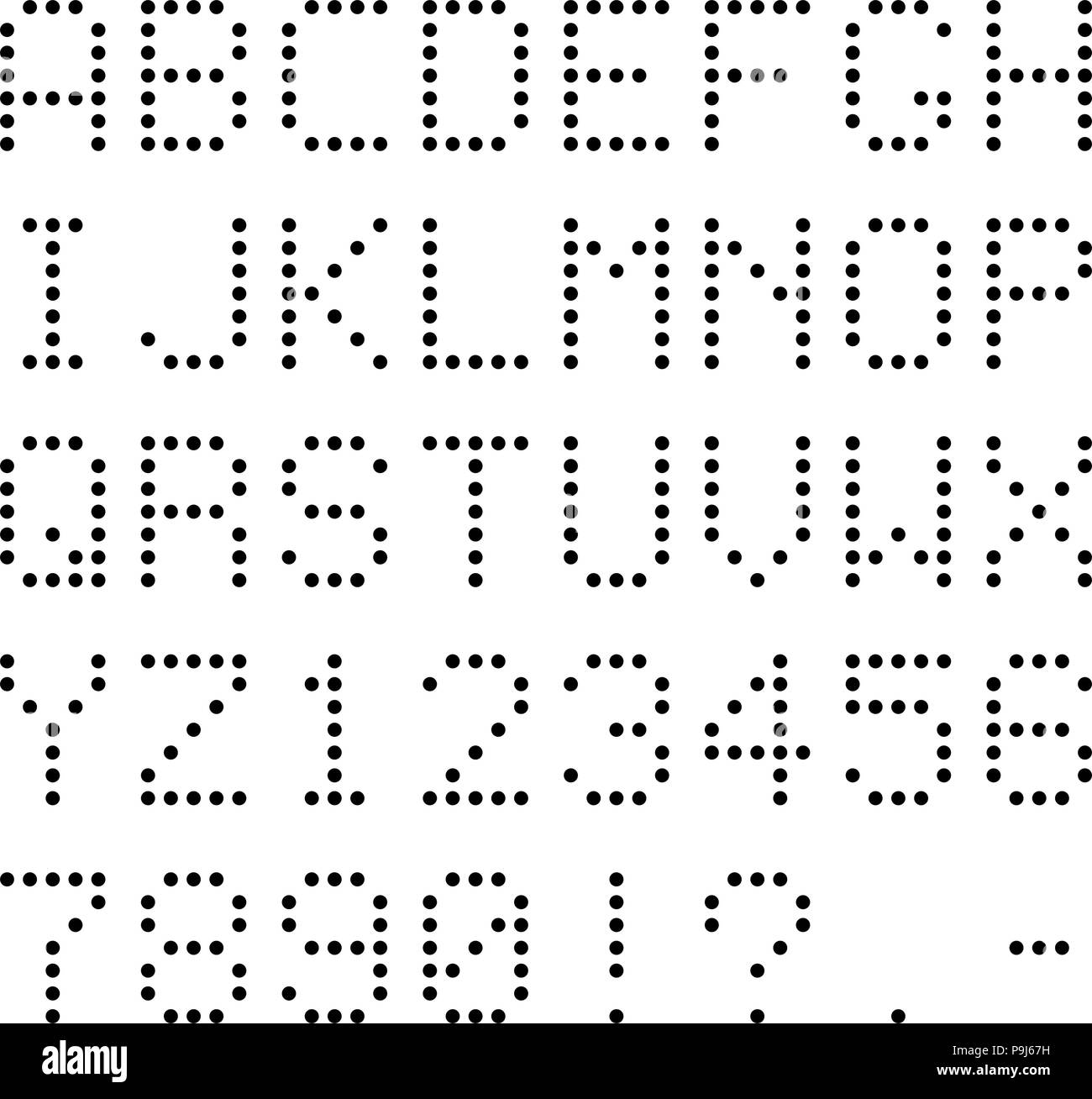 Gepunktete led-abc Schriftbild. Retro Style font Stock-Vektorgrafik - Alamy