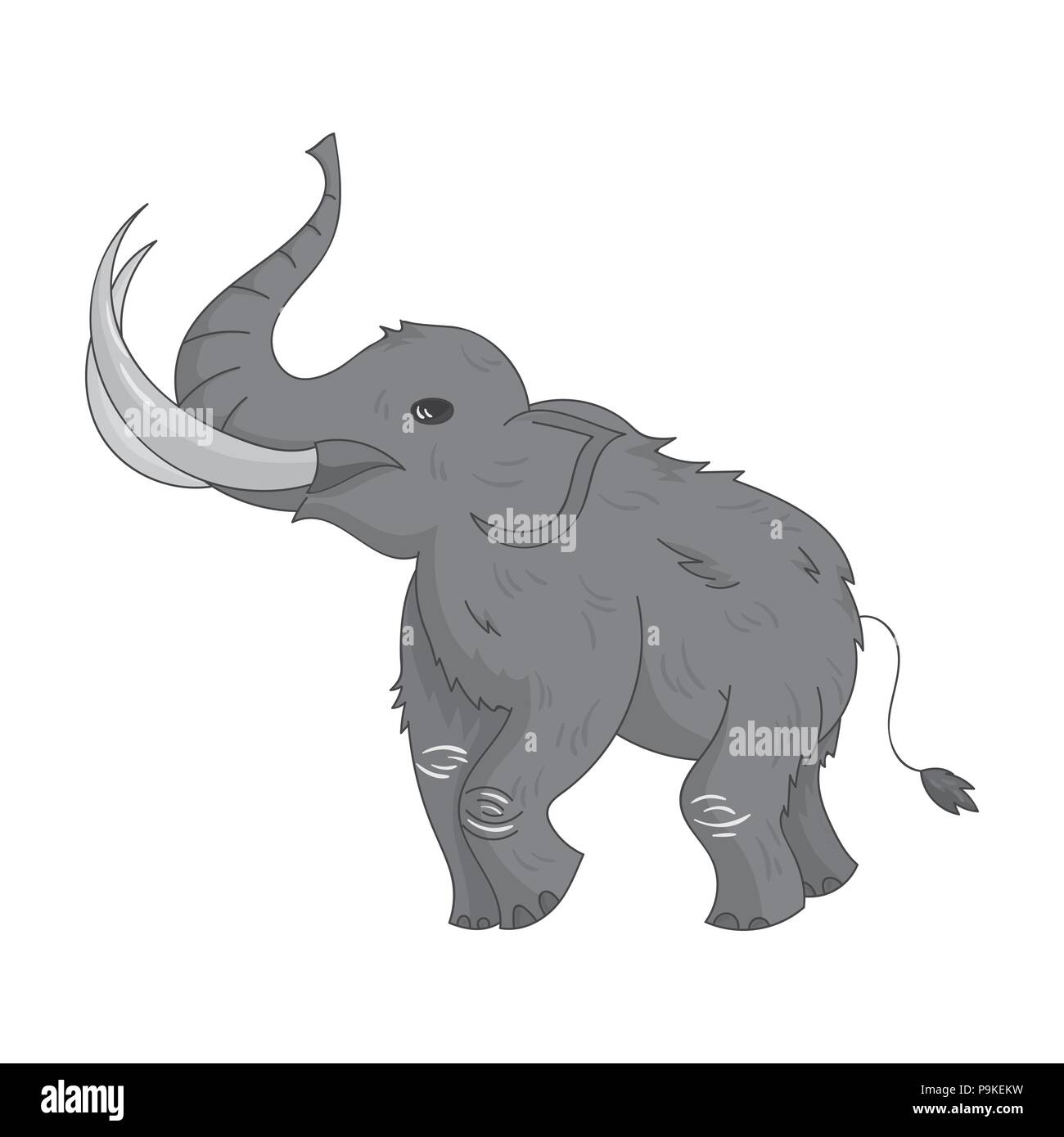 Woolly mammoth Symbol in Schwarzweiß-Stil auf weißem Hintergrund. Stone ...