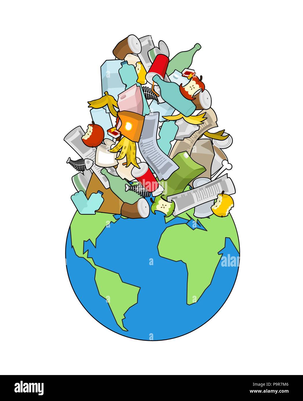 Erde Müllkippe. Planeten und Müll. schrottplatz Vector Illustration ...