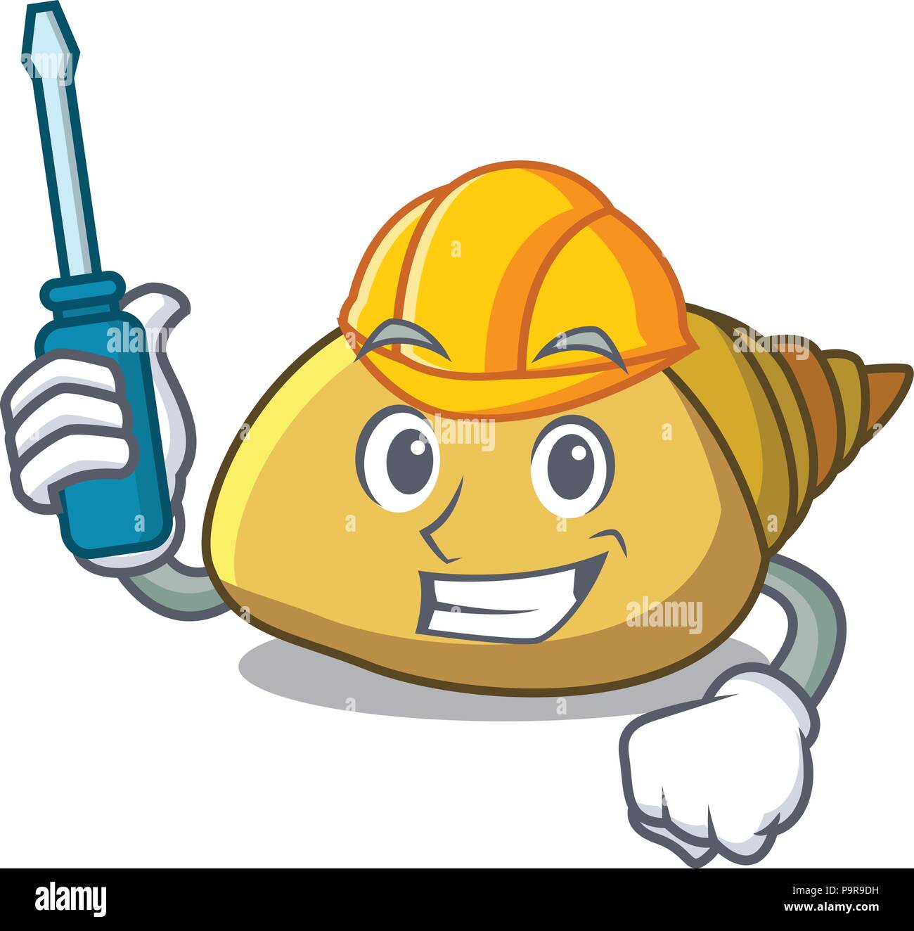Automotive Muschel Muschel Maskottchen Karikatur Stock-Vektorgrafik - Alamy