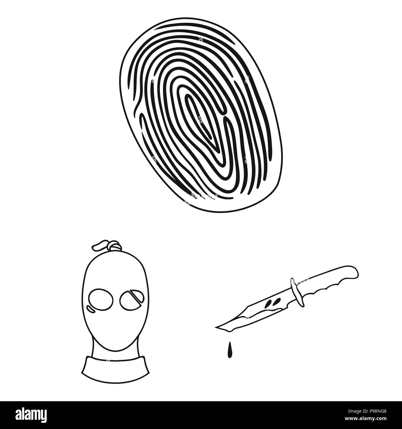 Verbrechen und Strafe Umrisse Symbole im Set Sammlung für Design ...