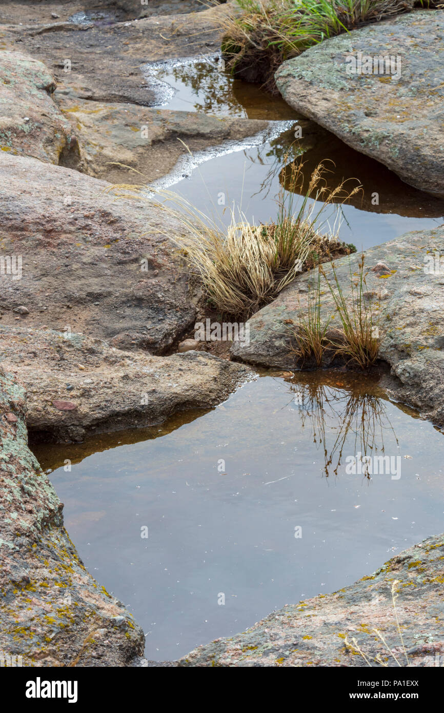 Regenwasser in Rock Pools nach Unwetter, Castle Rock Colorado uns ...