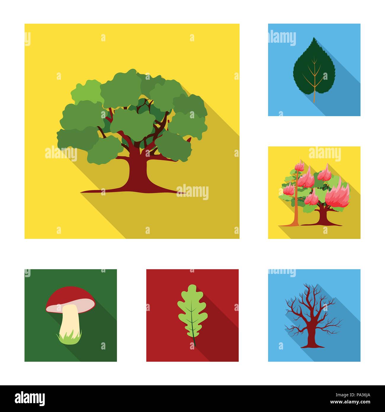 Wald und Natur flachbild Symbole im Set Sammlung für Design. Wald leben ...