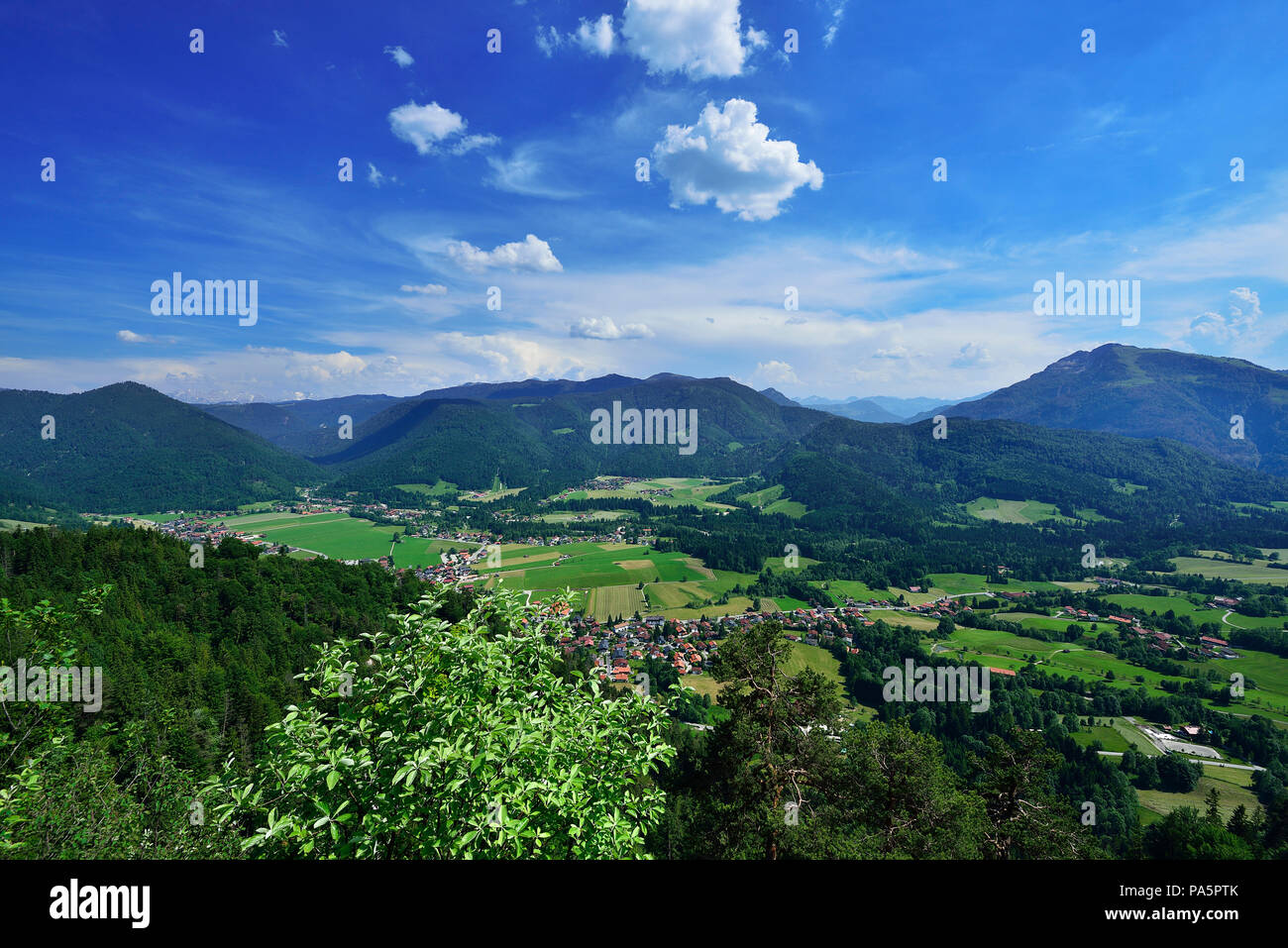Blick vom Wetterkreuz, Reit im Winkl, Chiemgau, Bayern, Deutschland ...