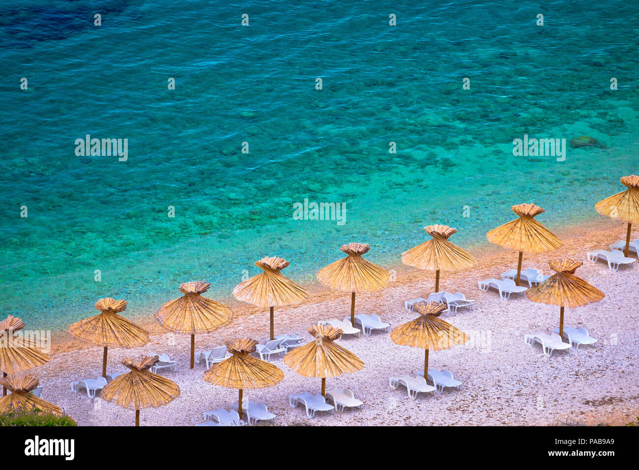 Insel Krk Strand in Stara Baska Luftaufnahme, Archipel von Kvrner ...