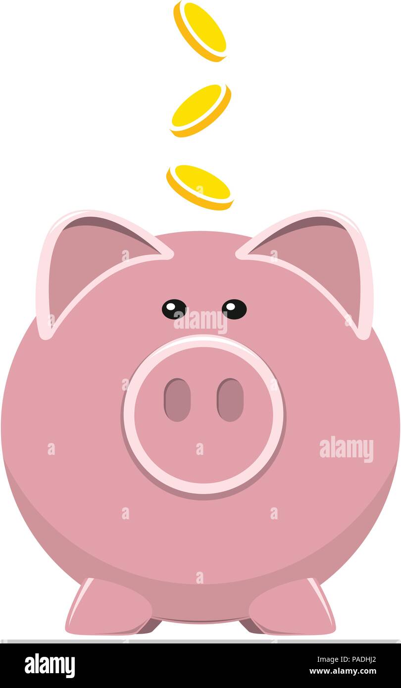 Vektor Icon von Schwein Bank und Münzen, sparen Sie Geld im Sparschwein ...