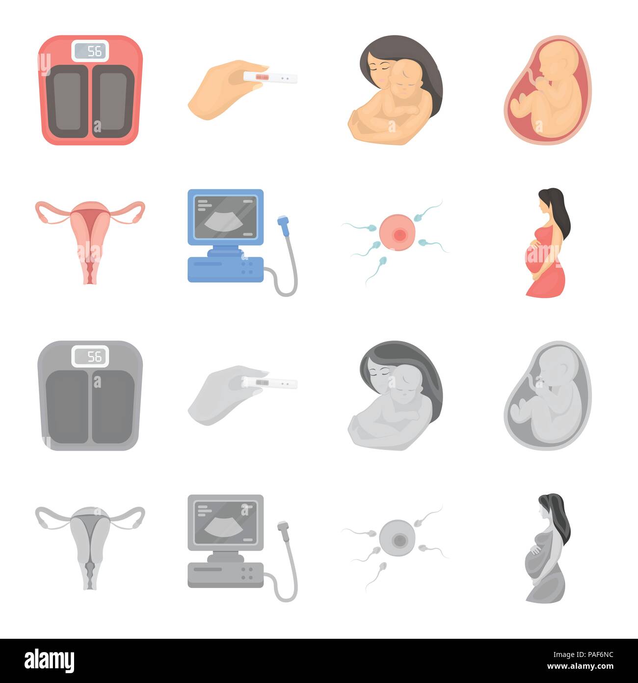 Der Gebärmutter, der Apparat der Ultraschall, Düngung. Schwangerschaft ...