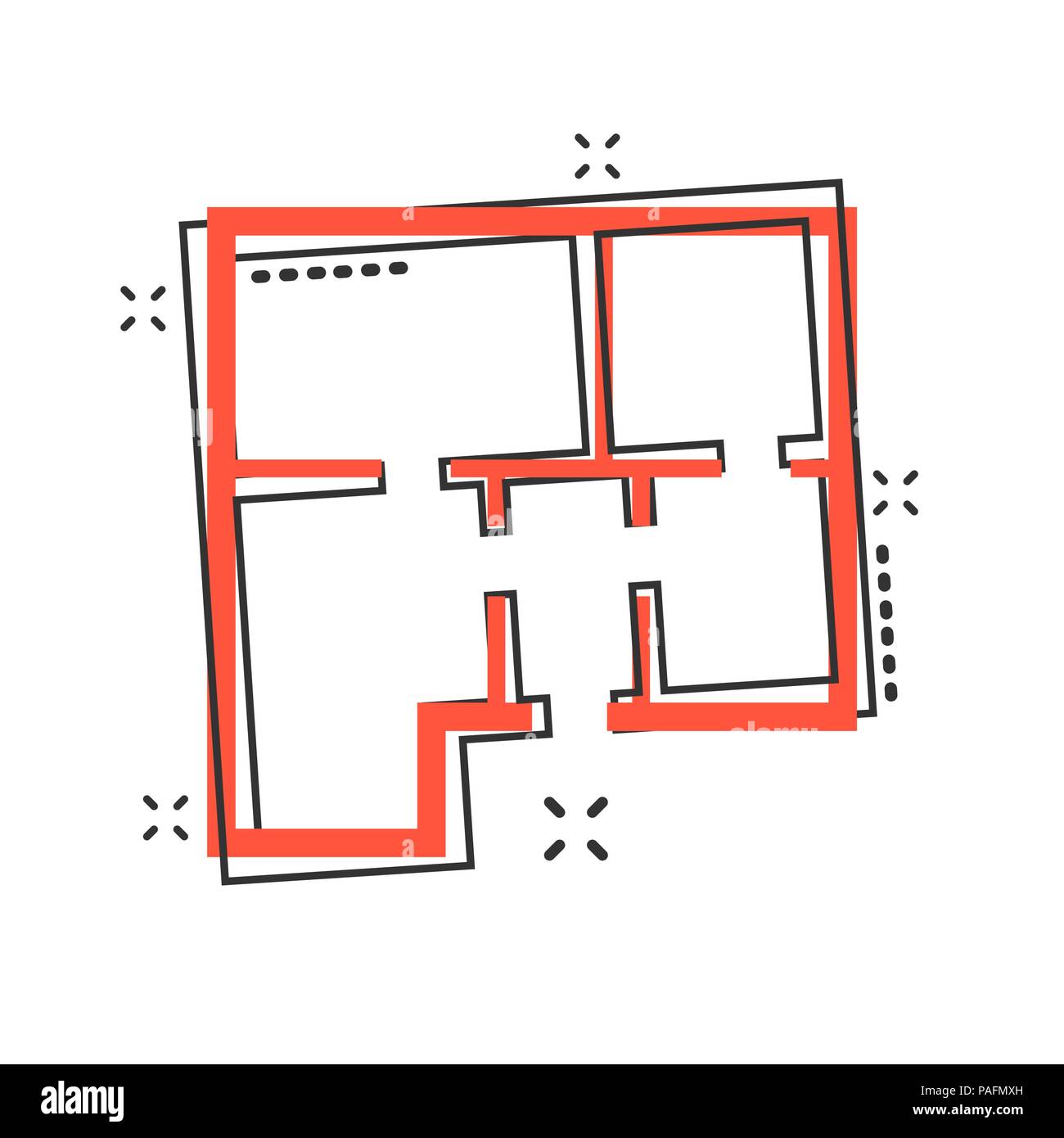 Vektor cartoon Haus plan Symbol im Comic-stil. Architekt Regelung ...