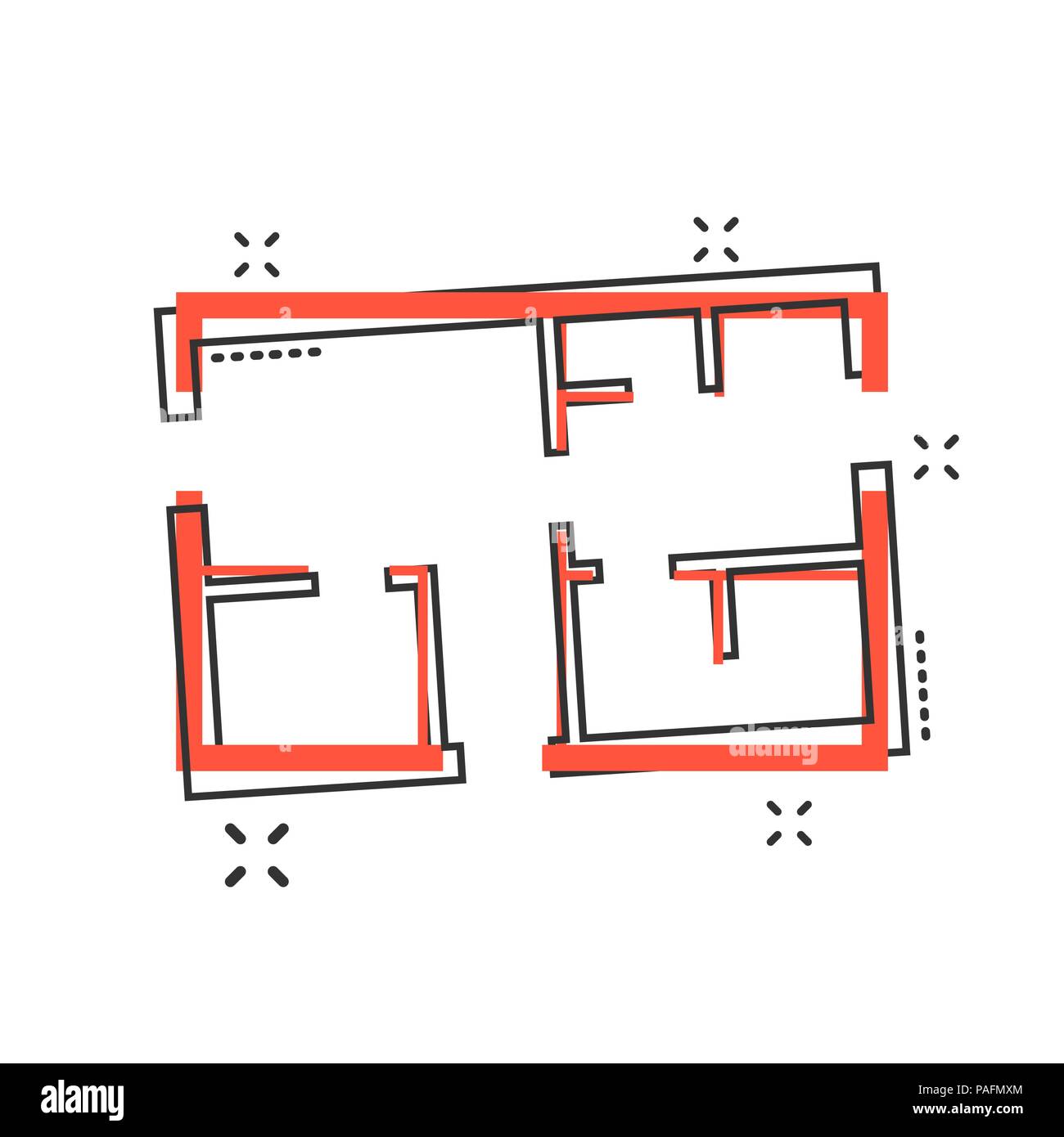 Vektor cartoon Haus plan Symbol im Comic-stil. Architekt Regelung ...