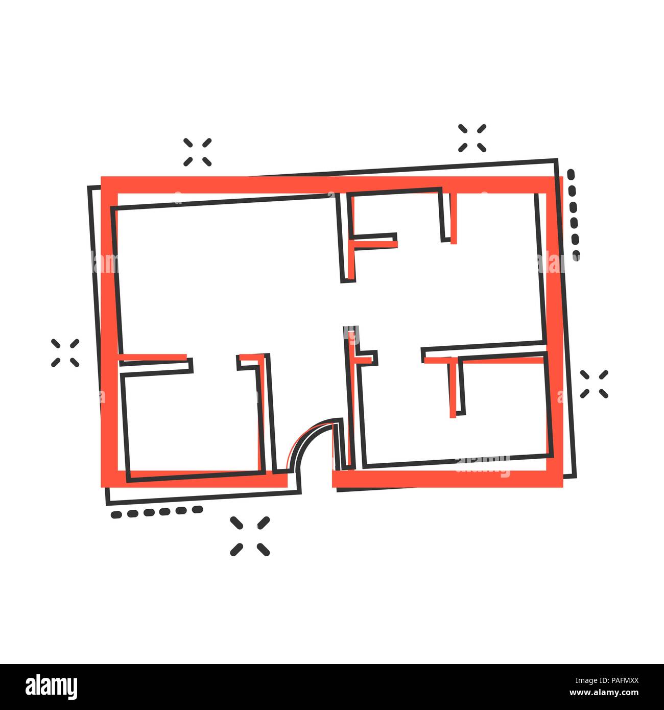 Vektor cartoon Haus plan Symbol im Comic-stil. Architekt Regelung ...