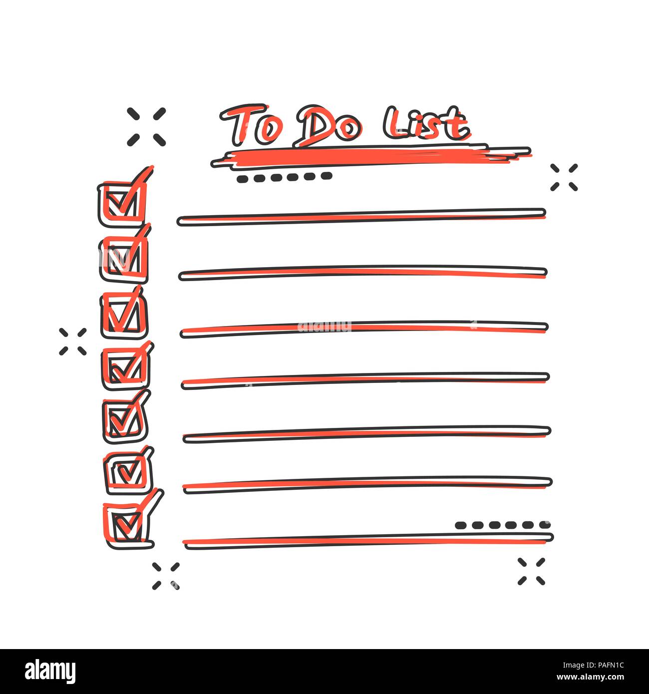 Vektor cartoon Aufgabenliste Symbol im Comic-stil. Checkliste, in der ...