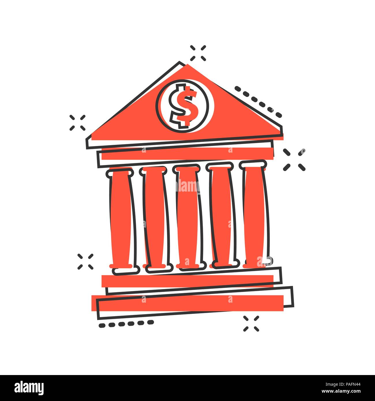 Vektor cartoon Bank Gebäude mit Dollarzeichen Symbol im Comic-stil ...