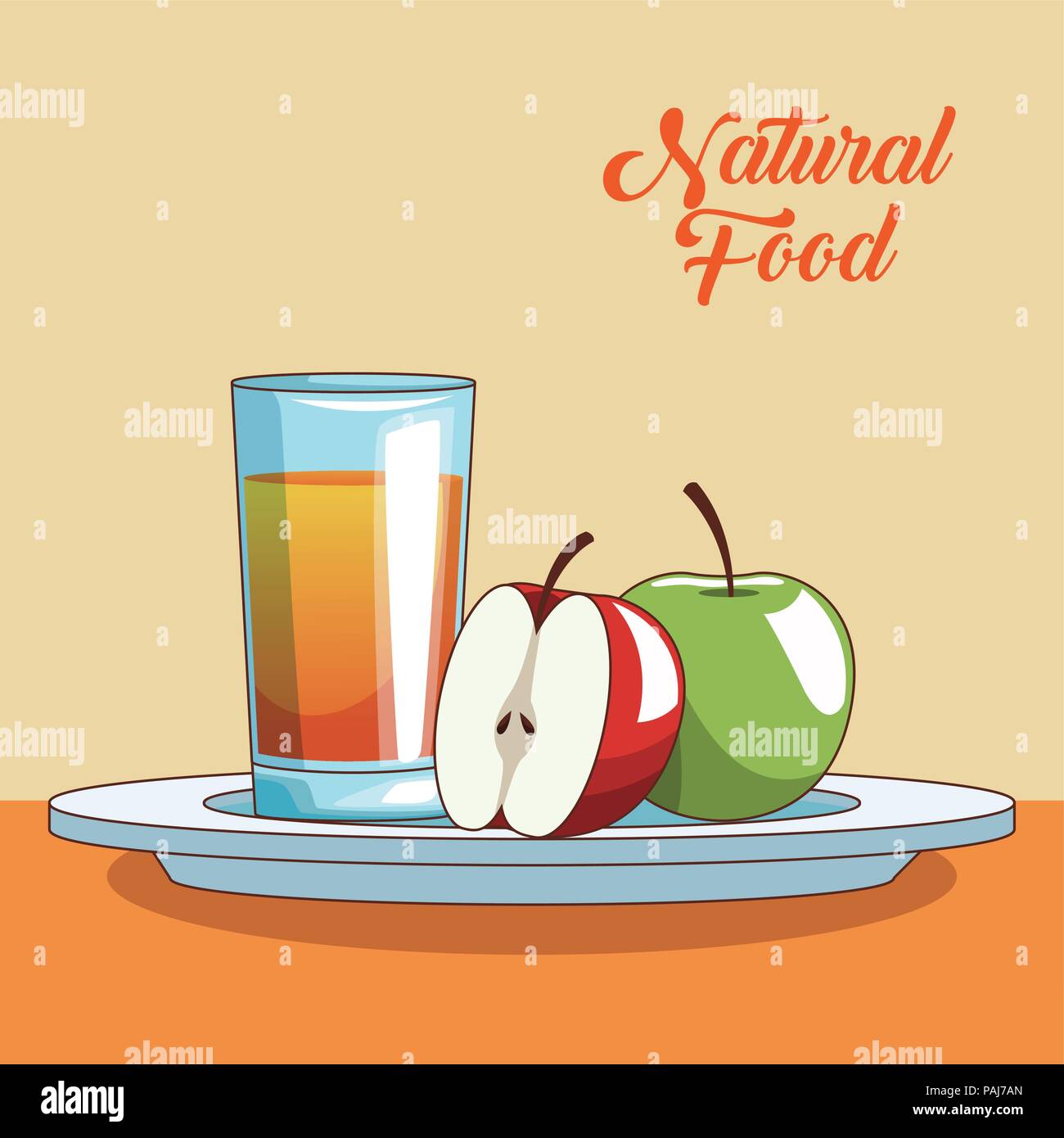 Die natürlichen und organischen Obst und Saft essen Cartoons Vector ...