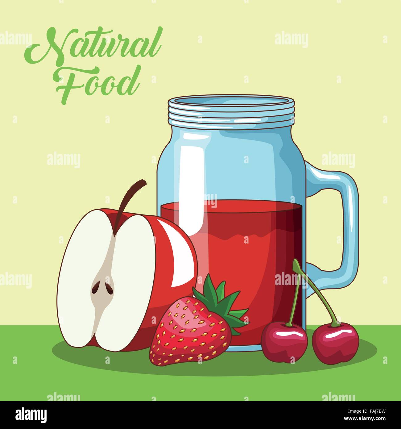 Die natürlichen und organischen Obst und Saft essen Cartoons Vector ...