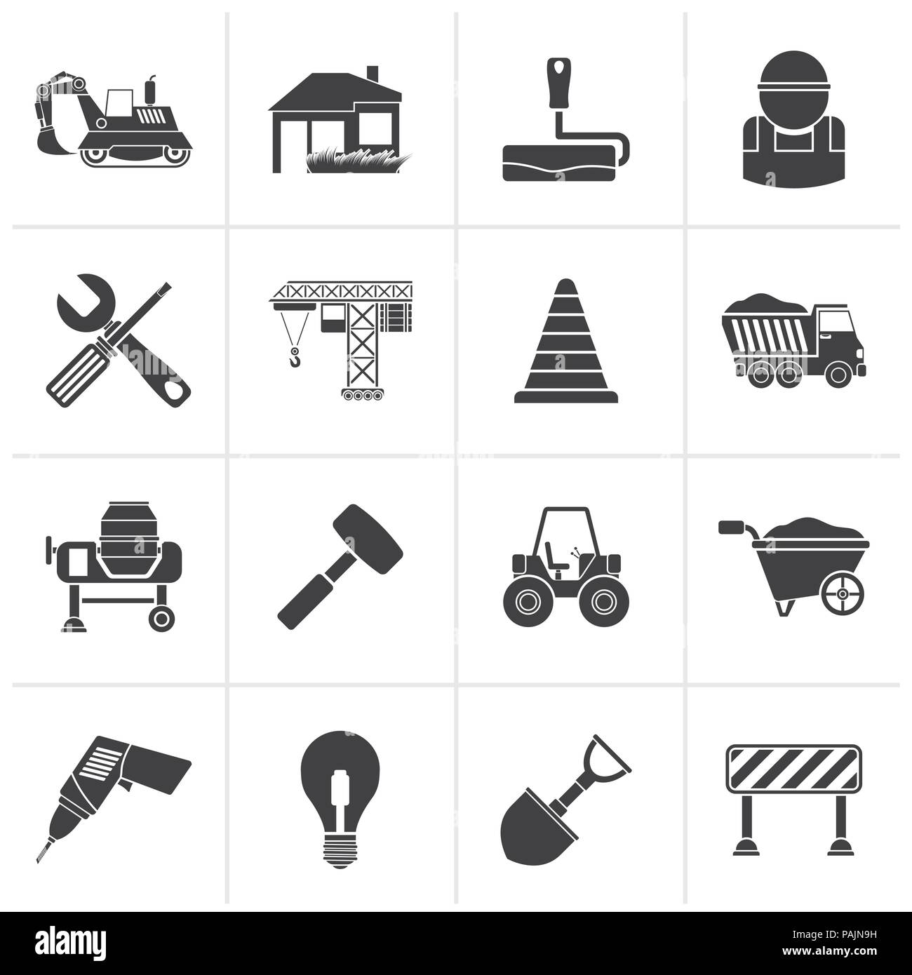 Schwarz Bau- und Symbole - Vektor Icon Set Stock-Vektorgrafik - Alamy