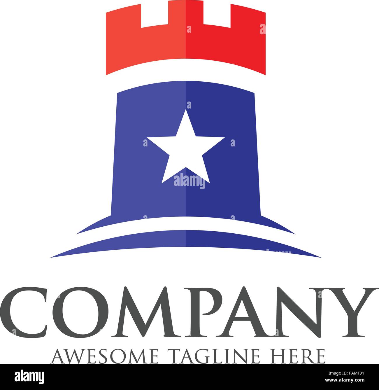 Burg vector logo Konzept in flachem Design, abstrakte Turm von Schloss ...
