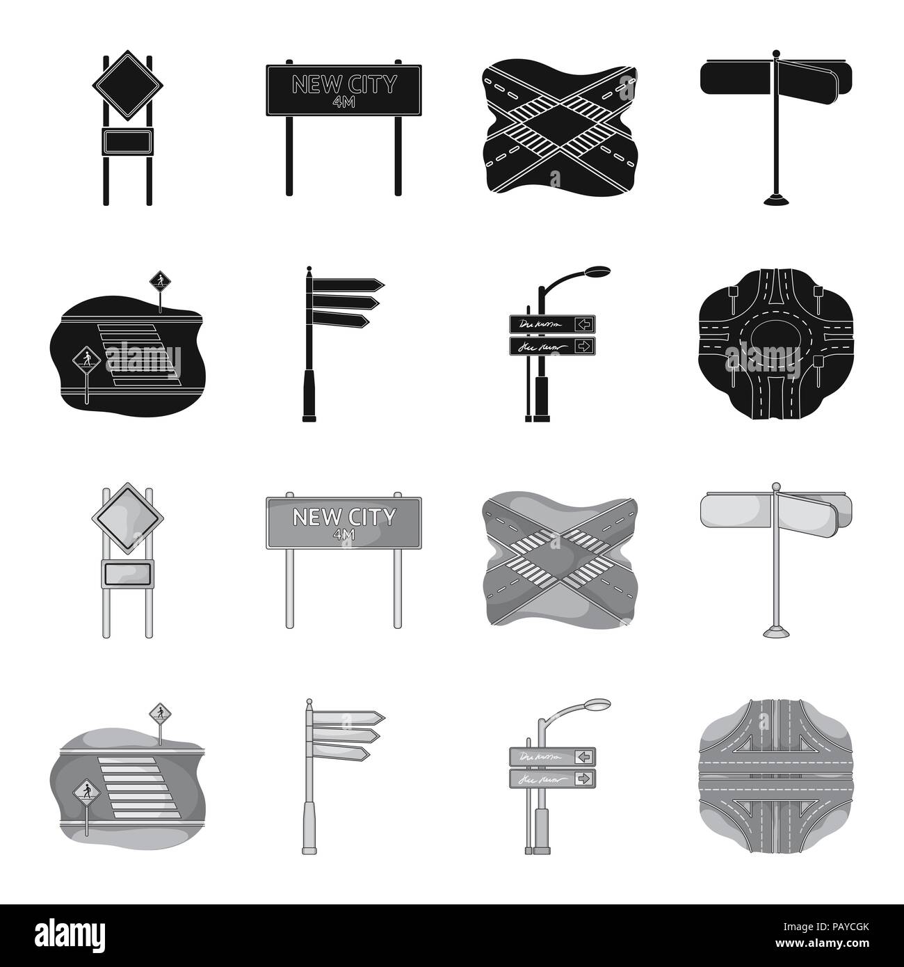 Richtung Zeichen und andere Symbole in Schwarz, Schwarz-Weiß Stil ...