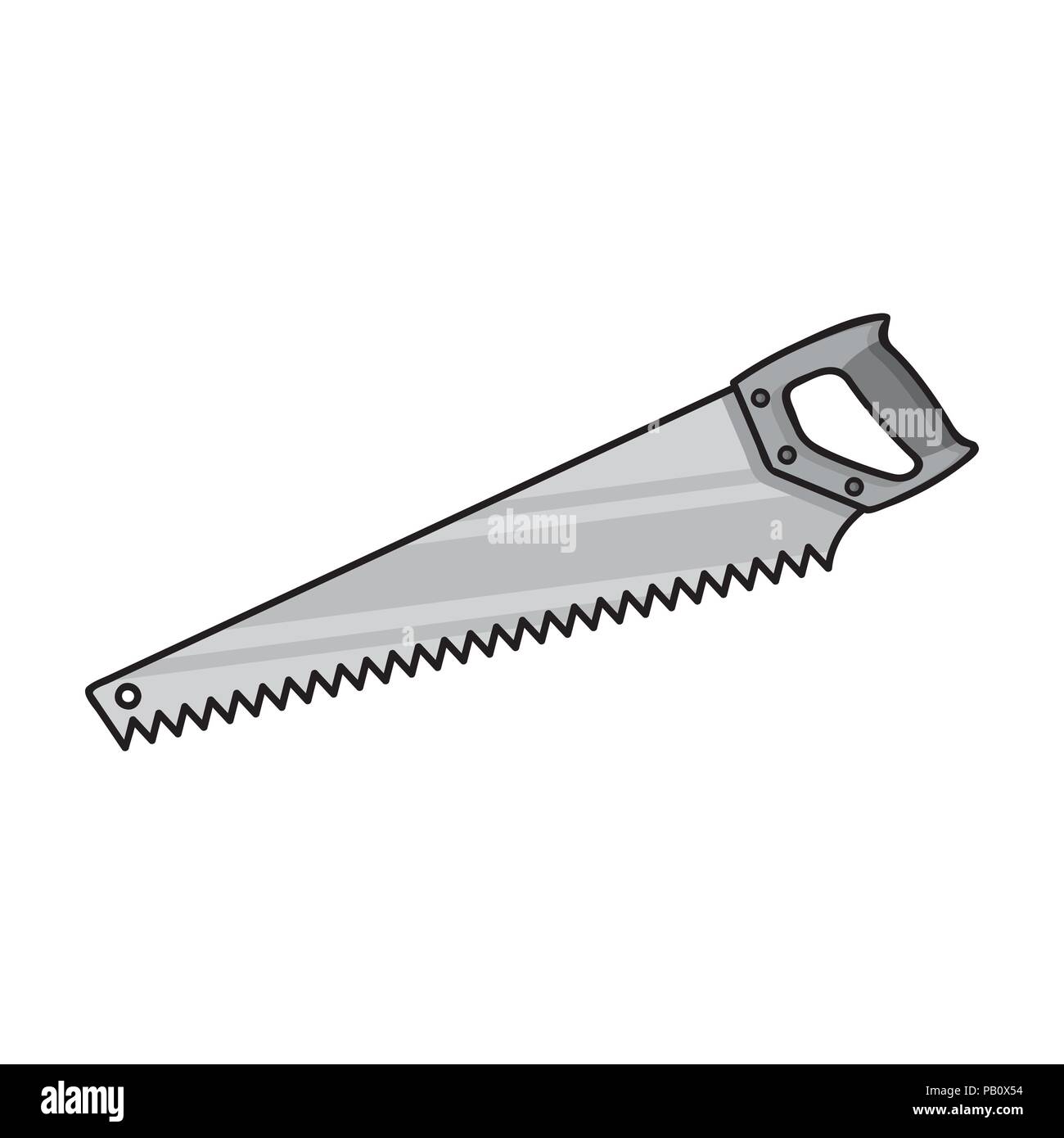 Hand sah Symbol in Schwarzweiß-Stil auf weißem Hintergrund. Sägewerk ...