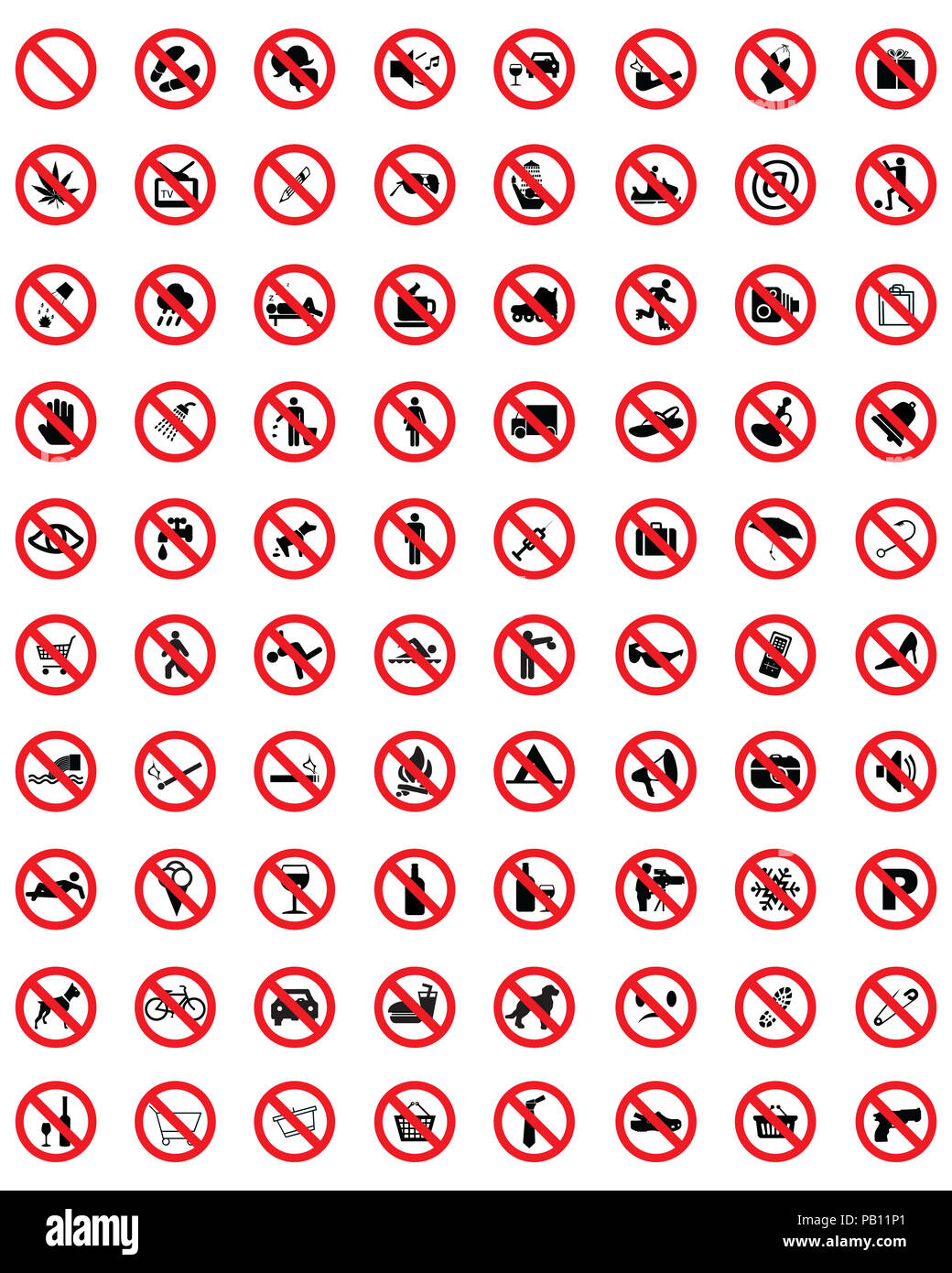 Verboten Icon Set, Achtung Gefahr prohobited Zeichen Stockfotografie ...