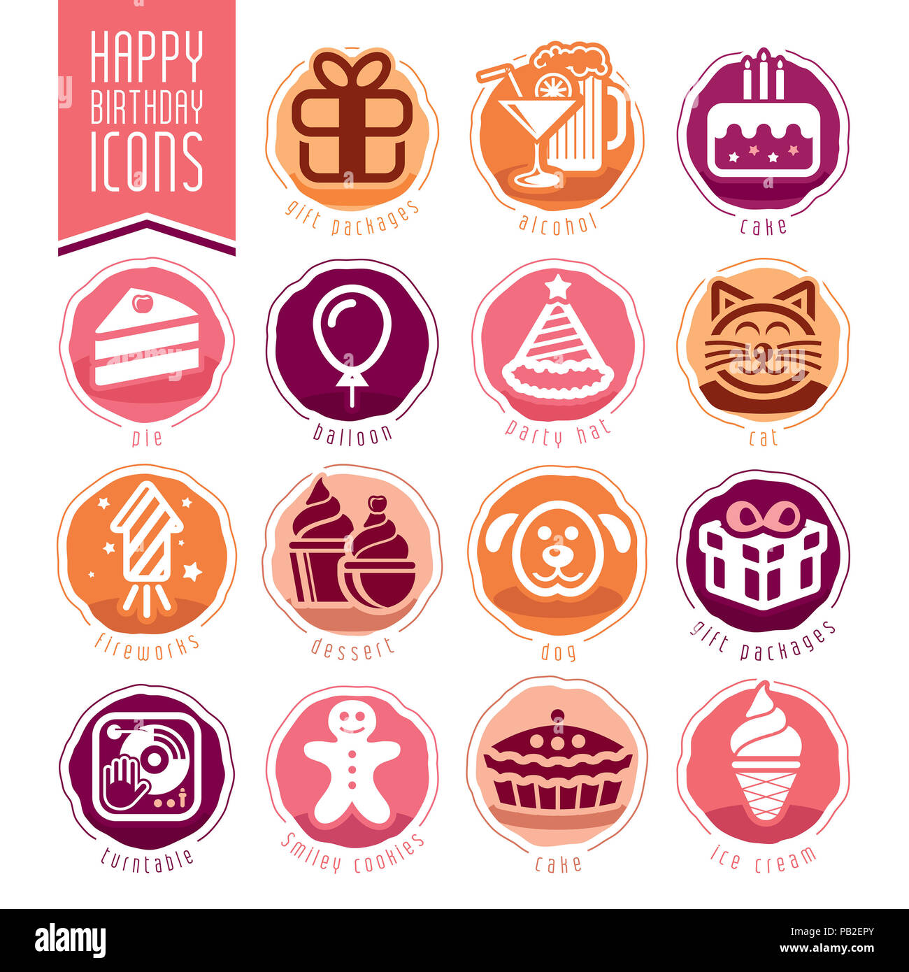 Geburtstag icon set -Fotos und -Bildmaterial in hoher Auflösung – Alamy