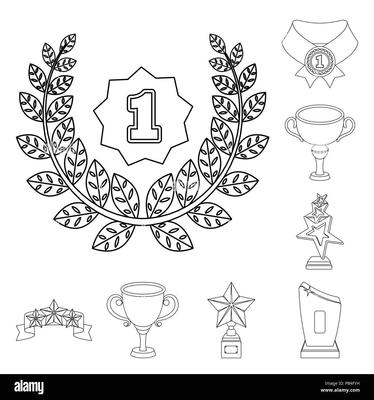 Auszeichnungen und Trophäen Umrisse Symbole im Set Sammlung für Design ... Auszeichnungen und Trophäen Umrisse Symbole im Set Sammlung für Design ...