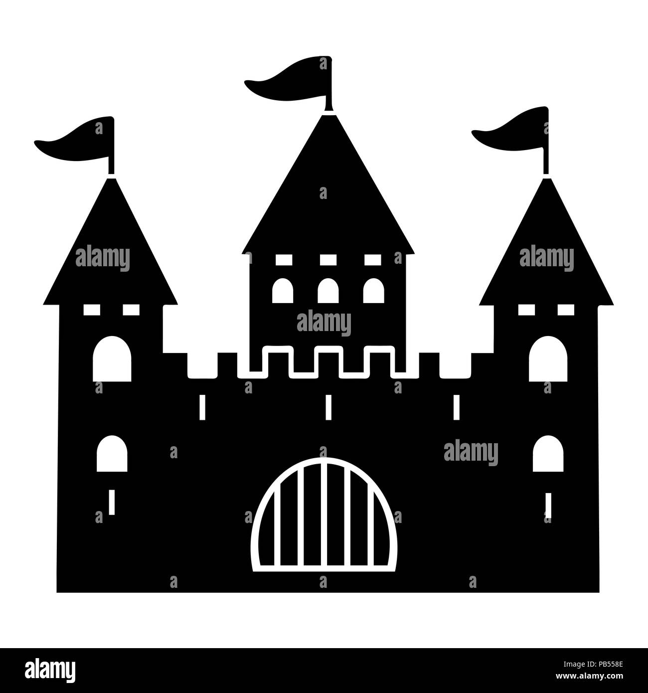 Schloss Silhouette, Symbol, Logo, Entwurf, Kontur, Vector Illustration ...