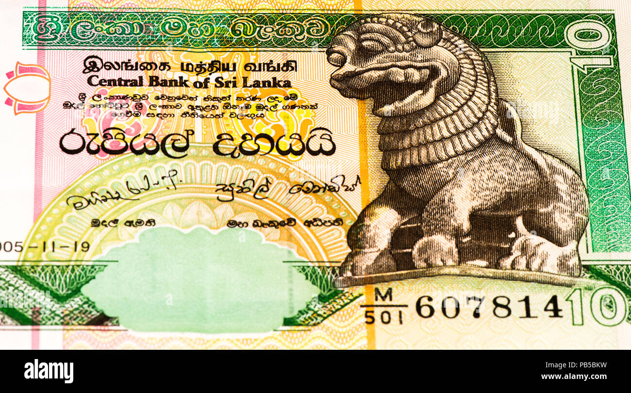 10 Sri Lanka Rupee Bank Note. Rupien ist die nationale Währung der Sri ...