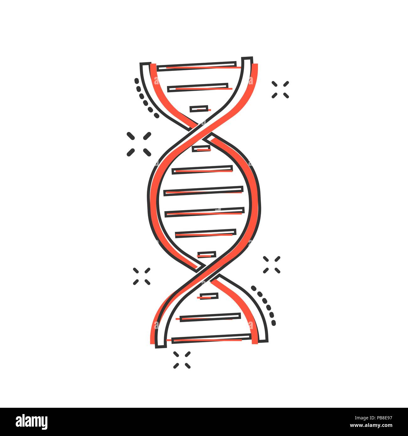 Vektor cartoon dna-Symbol im Comic-stil. Tiermedizin Molekül zeichen ...