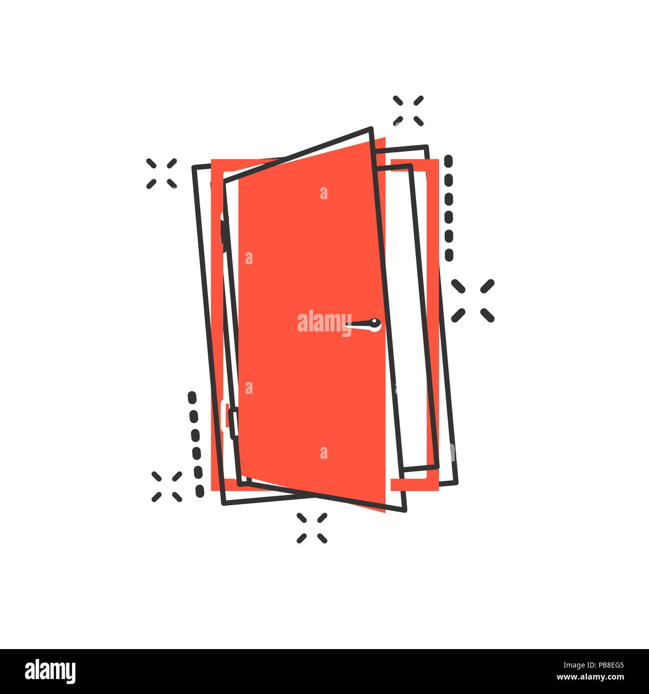 Vektor cartoon Türsymbol im Comic Stil. Ausfahrt Abbildung Piktogramm ...